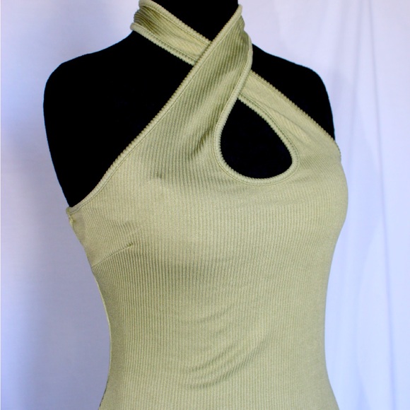 Dresses | Green Crossed Halter Tube Dress | Poshmark